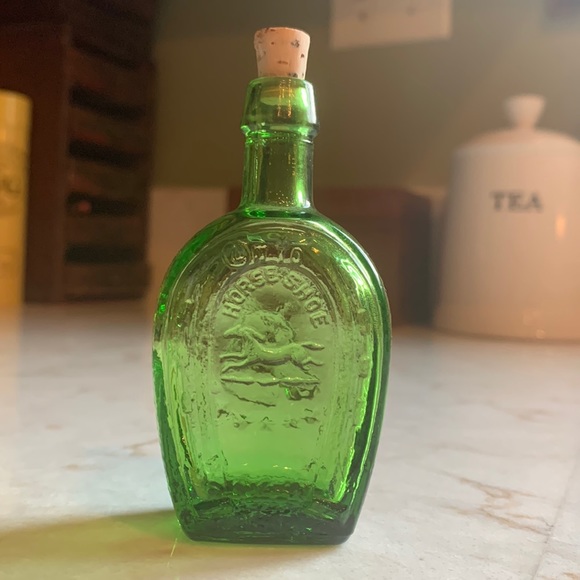 Accents | Vintage Miniature Horse Shoe Wheaton Green Glass Bottle ...
